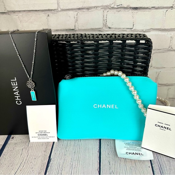 CHANEL | Bags | Chanel Turquoise Neoprene Beauty Line Pouch Crossbody ...